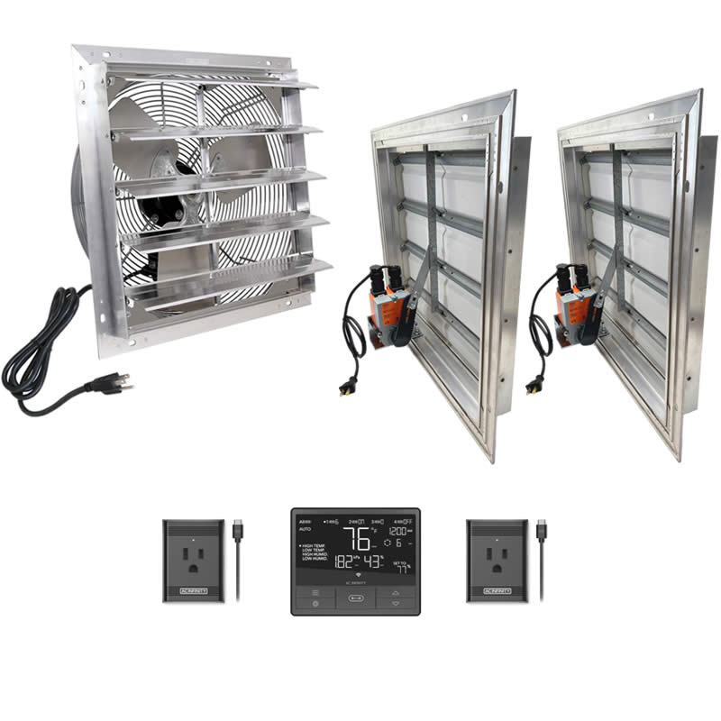 Elite plug and play exhaust fan vent system for greenhouses, shops ...